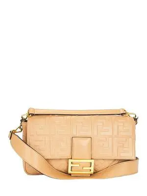 FWRD RENEW Fendi Ff Embossed Baguette Shoulder Bag - Beige