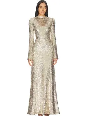 Simkhai Beatrice Long Sleeve Gown - Gold