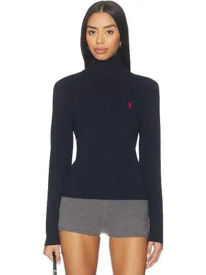 Polo Ralph Lauren Pima Cotton Shrunken Long Sleeve Turtleneck Pullover - Hunter Navy