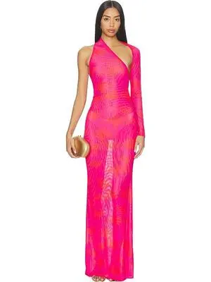 Eywasouls Malibu Emma Printed One-shoulder Maxi Dress - Fuchia Frenzy