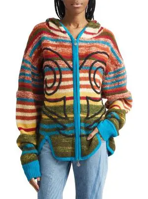 PAOLINA RUSSO Striped Alpaca & Merino Wool Blend Zip-up Sweater - Rainbow