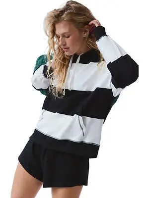 Free People Retro Rugby Hooded Set - Black Combo