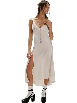 Free People Intimately Show Business Midi Slip - Vanilla Coldfoam