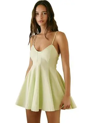 Free People Stretch Linen Mini Dress - Lime Cream