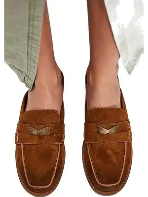 Free People Lucky Loafer Mules - Cognac
