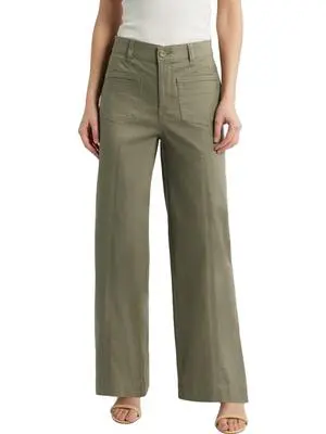 Wit & Wisdom Skyrise Patch Pocket Wide Leg Pants - Laurel Oak