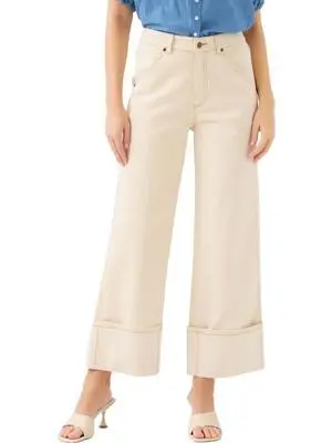 Fifteen Twenty Dana Cuffed Wide-leg Jeans - Natural