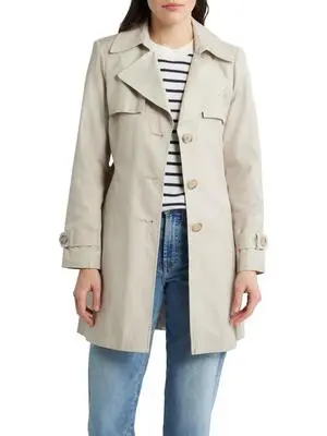 Via Spiga Water Resistant Cotton Blend Trench Coat - Tone Cream