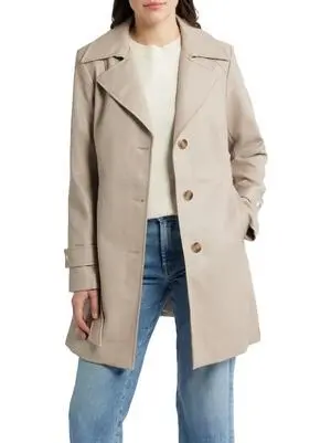 Via Spiga Belted Faux Leather Trench Coat - Dune
