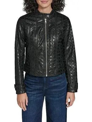 KARL LAGERFELD Eyelet Faux Leather Jacket