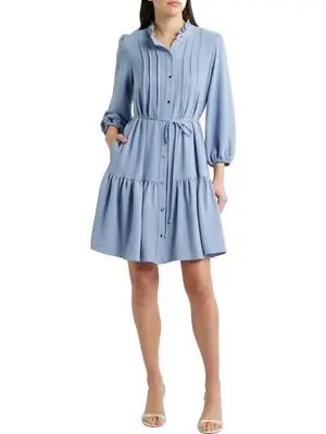 Julia Jordan Ruffle Tie Waist Dress - Blue