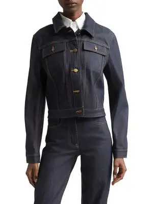 Thom Browne Shrunken Denim Jacket - Navy