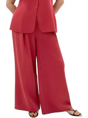 City Chic Tori Pleat Wide Leg Pants - Sienna