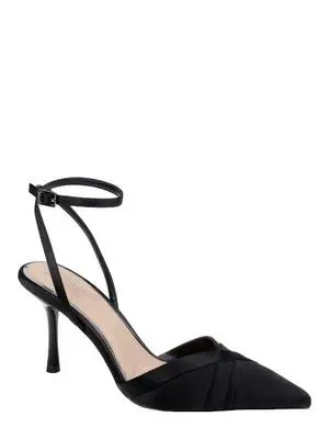 Badgley Mischka Parklyn Ankle Strap Pointed Toe Pumps - Black Satin