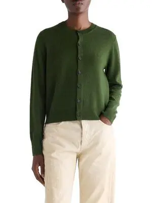Acne Studios Face Patch Wool & Yak Hair Cardigan - Bottle Green