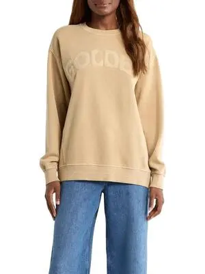 Marine Layer Cloud 9 Fleece Oversized Crewneck Sweatshirt - Sand