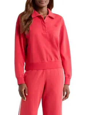 Marine Layer Cloud 9 Cotton-blend Fleece Polo Sweatshirt - Washed Red