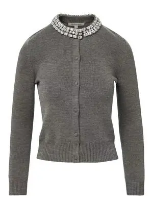 Veronica Beard Daro Embellished Cardigan - Grey