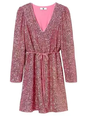 TWINSET Sequin Embellished Mini Dress - Pink