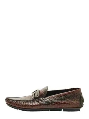 Roberto Cavalli Crocodile-embossed Leather Loafers - Brown