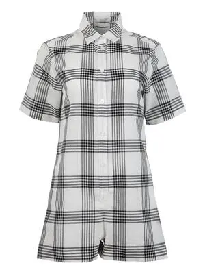 Lisa Marie Fernandez Tennis Playsuit In Check Print - Black