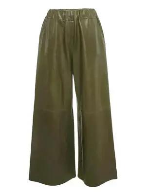 Loewe Leather Wide-leg Trousers - Green