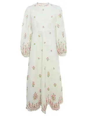 Zimmermann Floral-embroidered Midi Dress - White