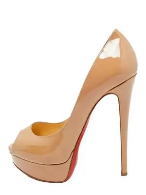 CHRISTIAN LOUBOUTIN Lady Peep Leather Pumps - Neutrals