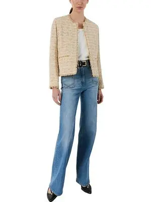 Gerard Darel Talia Tweed Collarless Jacket - Beige