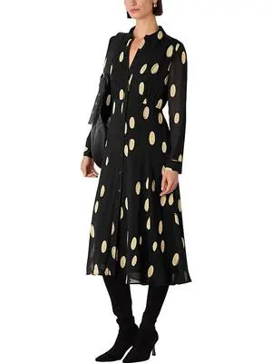 Whistles Abstract Spot Ruffle Dress - Black/multi