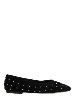 Whistles Karina Suede Studded Ballet Flats - Black