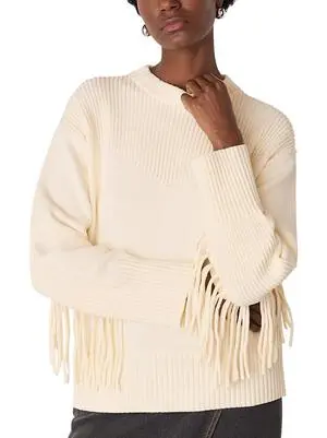Whistles Fringe Rib Pullover - Ivory