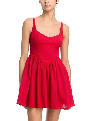 Aqua Scoop Neck Mini Dress - Red