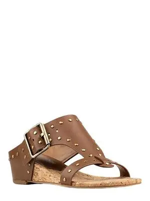 DONALD PLINER Ofelia Studded Wedge Sandals - Saddle