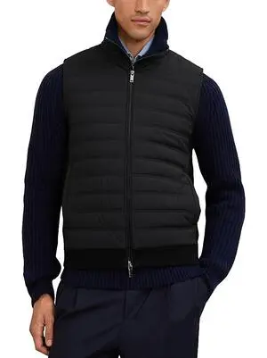 REISS Quilted Zip Vest - Black