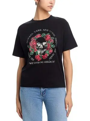 Aqua X Wuthering Heights Rose Skull Tee - Black