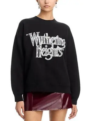 Aqua Lace Applique Crewneck Sweatshirt - Black