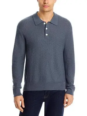 FRAME Long Sleeve Polo Sweater - Blue Grey