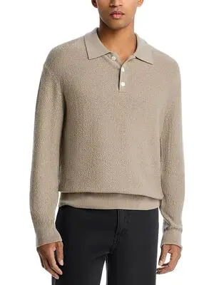 FRAME Long Sleeve Polo Sweater - Warm Grey