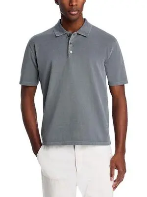 FRAME Washed Light Pique Polo Shirt Antique Modern Grey