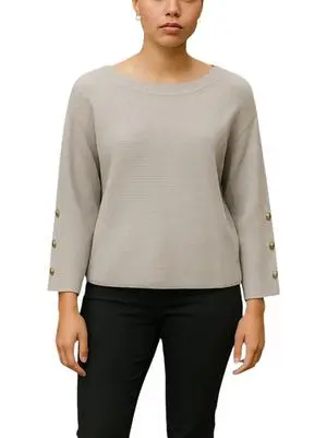 BISHOP + YOUNG Ribbed Knit Boat Neck Sweater - Grey