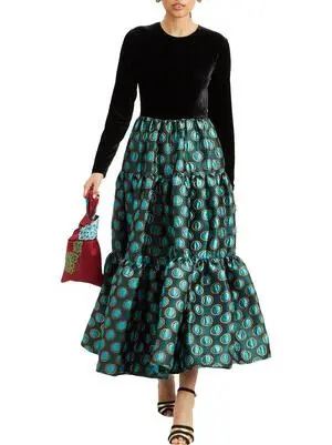 La DoubleJ Big Dress - Jacquard Winter Sun Emerald