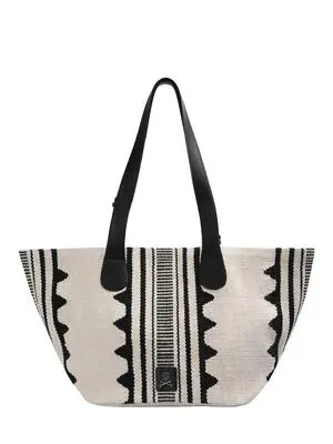 SCALPERS Fab Stripes Raffia Tote Bag - White-black