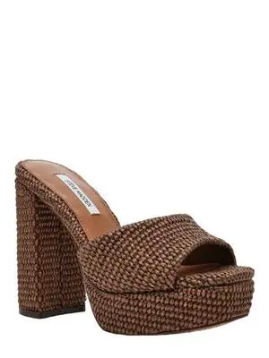 Steve Madden Joel Platform Sandal - Brown Raffia