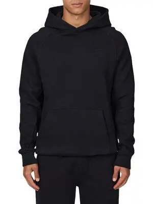 GOOD FOR NOTHING Ribbed Emblem Pullover Hoodie Black