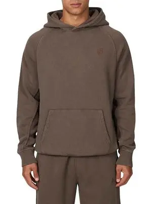 GOOD FOR NOTHING Ribbed Emblem Pullover Hoodie Brown