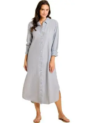 SITANO Riga Striped Cotton Shirt Dress Navy Stripes