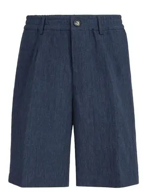 Brunello Cucinelli Délavé Linen Bermuda Shorts - Azure
