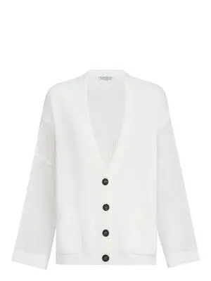 Brunello Cucinelli Rib Knit Cardigan - White