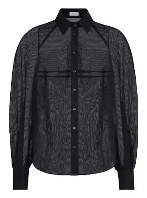 Brunello Cucinelli Striped Organza Shirt - Black